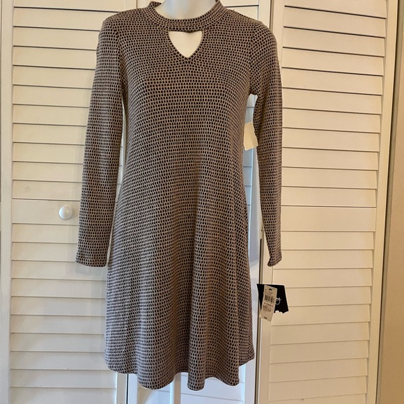 by & by | Dresses | Nwt Tan Black Patterned Babydoll Dress Size Xs ...